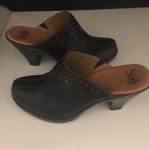 Shoes | New Sofft Black Studded Leather Clogs Sz 95 | Poshmark